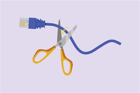 Cord Cutting Concept Colored Flat Vector Illustration Isolated