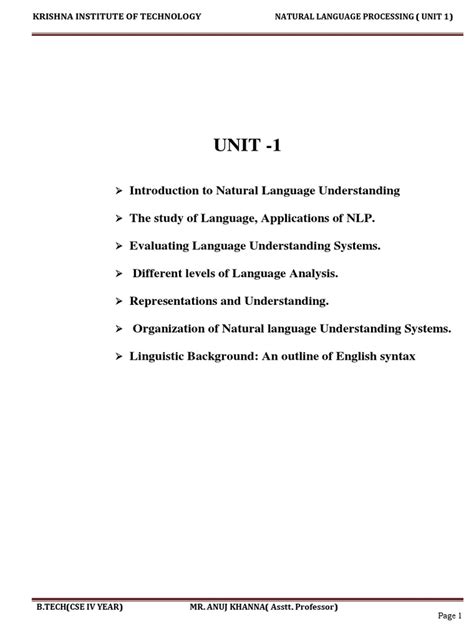 Nlp Unit 1 Ques Ans Bank Pdf Part Of Speech Lexicon