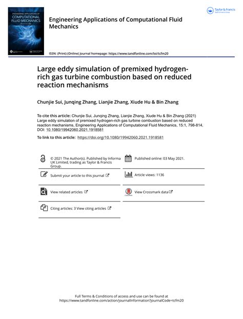 Pdf Large Eddy Simulation Of Premixed Hydrogen Rich Gas Turbine