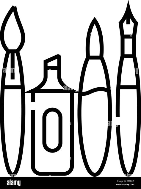 Artist Supplies Line Icon Concept Sign Outline Vector Illustration