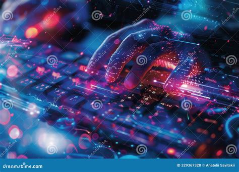 a hacker s hands are intently typing on a keyboard illuminated by