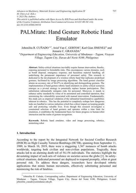 pdf palmitate hand gesture robotic hand emulator