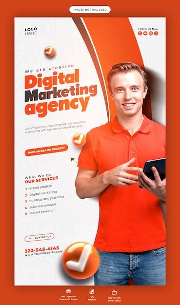 Agence De Marketing Numérique Et Modèle Dhistoire Facebook Et Instagram Dentreprise Psd Premium