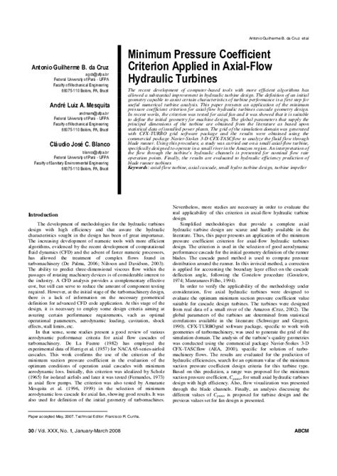 Pdf Minimum Pressure Coefficient Criterion Applied In Axial Flow