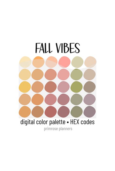 Fall Vibes Digital Color Palette Color Chart Goodnotes Tool Ipad Procreate Digital Download Fall