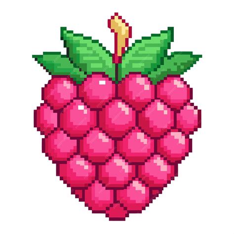 pixel art raspberry illustration vibrant 8 bit style digital fruit
