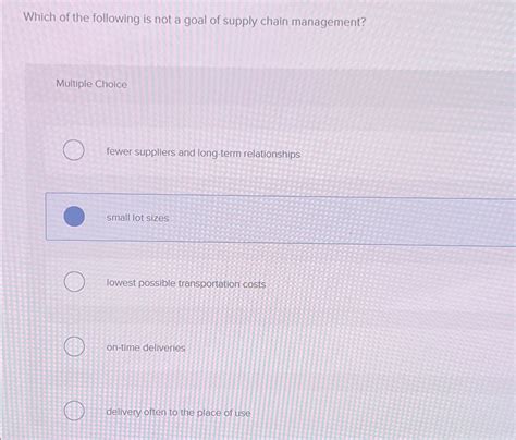 Solved Which of the following is not a goal of supply chain | Chegg.com