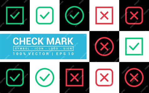 Premium Vector Collection Of Checkmark Icon Tick Cross Mark Editable