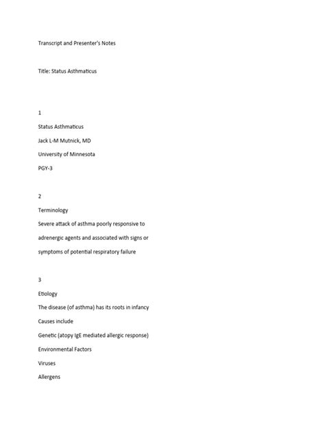 Status Asthmaticus Pdf Asthma Diseases And Disorders