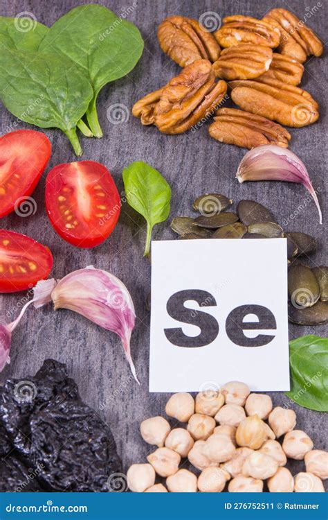Healthy Food Containing Natural Selenium Fiber And Other Vitamins And Minerals Stock Image