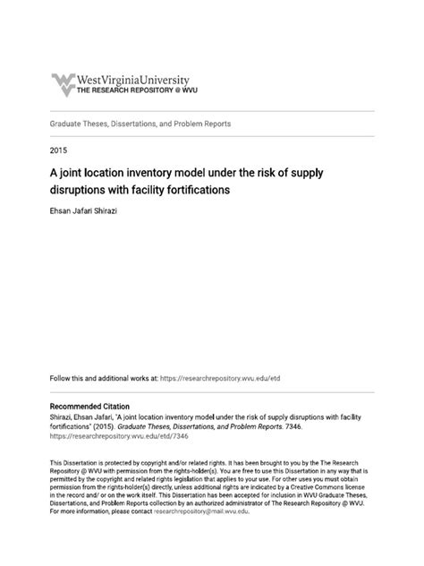 Reading A Joint Location Inventory Model Under The Risk Of Supply Chain