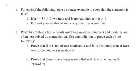 solved for each of the following give a counter example to show that