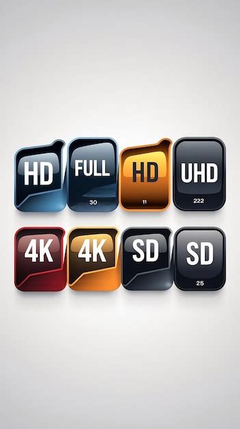 Set Of Video Quality Icons HD Full HD UHD K K SD Signs Premium AI Generated Image