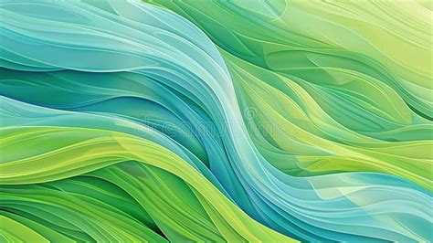 Abstract Background With Flowing Translucent Waves In Shades Of Green And Blue Creating A