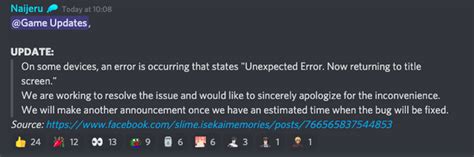 Developers Are Aware About Error Unexpected Error Now Returning To Title Screen R