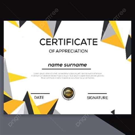 노란색과 검은색 인증서 디자인 템플릿 Psd 다운로드 디자인 자료 다운로드