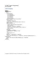 Lab 3 Docx IT 1090C Computer Programming I Prof Tom Wulf Lab 3