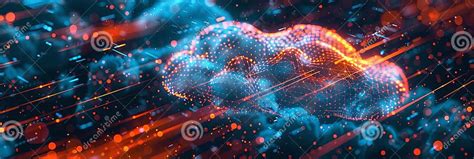 An Abstract Digital Representation Of Data Processing And Ai Operations Within A Cloud