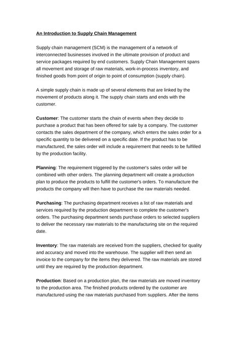 Pdf An Introduction To Supply Chain Management