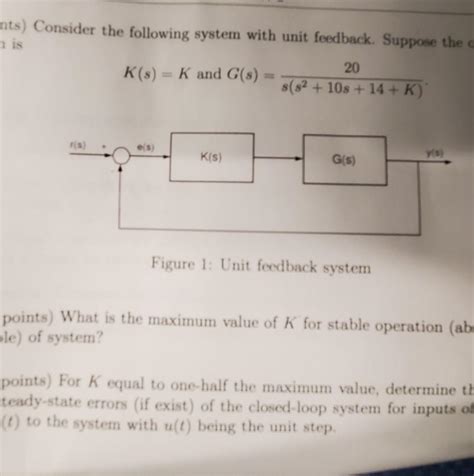 Solved Nts Consider The Following System With Unit