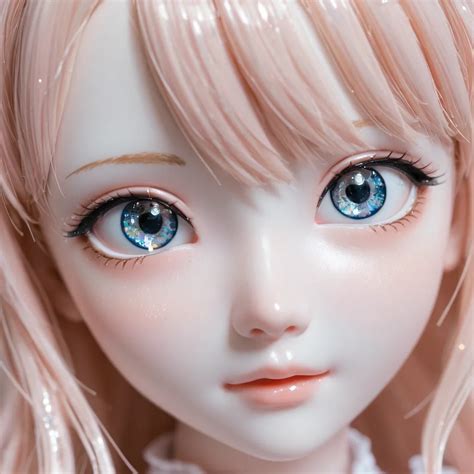 Anime Doll Face Close Up Porcelain Skin Large Sparkling Eyes