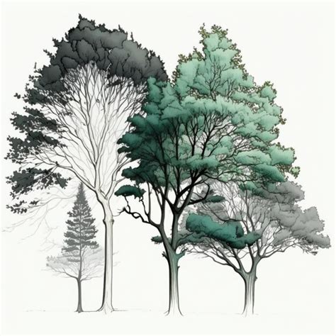 Premium Photo A Drawing Of A Group Of Trees With Different Colors Generative Ai