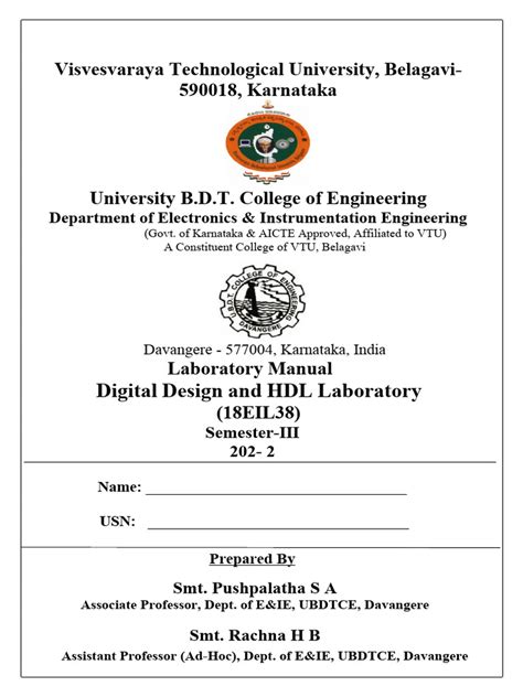 D D And Hdl Lab Manual Pdf Engineering Electrical Circuits