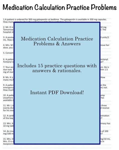 Medication Calculation Practice Problems And Answers Etsy