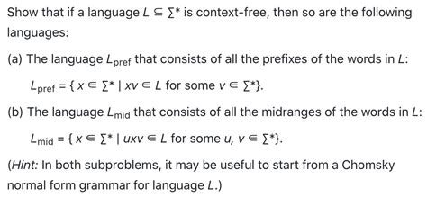 Solved Show That If A Language L Is Context Free Then Chegg Com
