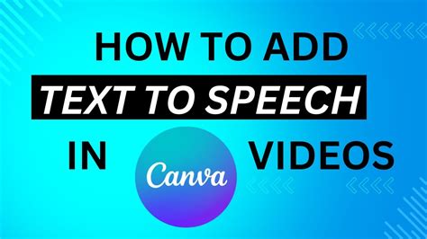 How To Add Text To Speech In Canva Videos. - YouTube