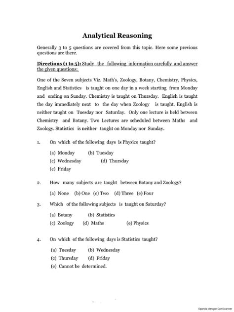 Analytical Reasoning 1 18 Pdf