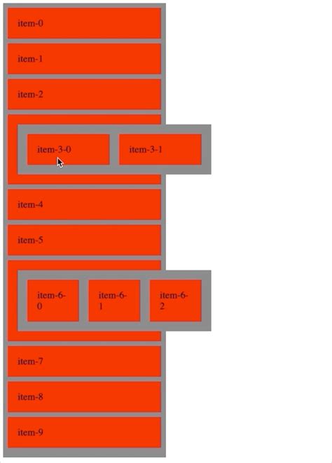 1230 Items In Nested Horizontal Droppable Wrongly Animated During