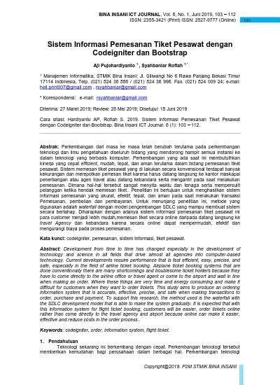 Sistem Informasi Pemesanan Tiket Pesawat Dengan Codeigniter Dan Bootstrap