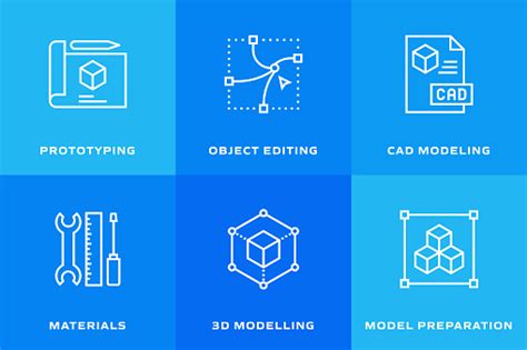 3d 인쇄 및 모델링 관련 벡터 얇은 선 아이콘 윤곽선 기호 모음 디지털 합성에 대한 스톡 벡터 아트 및 기타 이미지 디지털 합성 벡터 여러 층 Istock