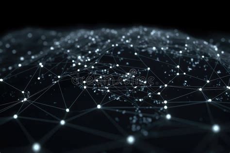 World Map With Glowing Lines And Dots On Dark Background 3d Rendering Black And White Global