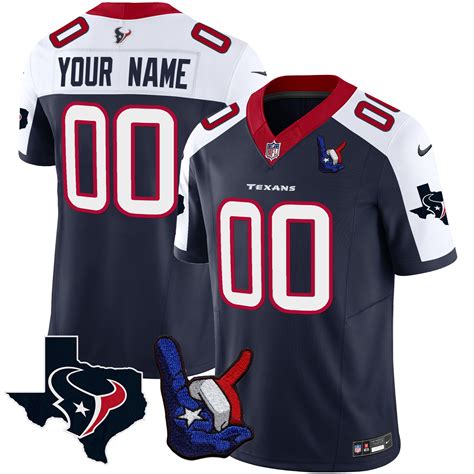 Houston Texans Hand Sign Throwing Up The H Vapor Custom Jersey All Stitched Grexi