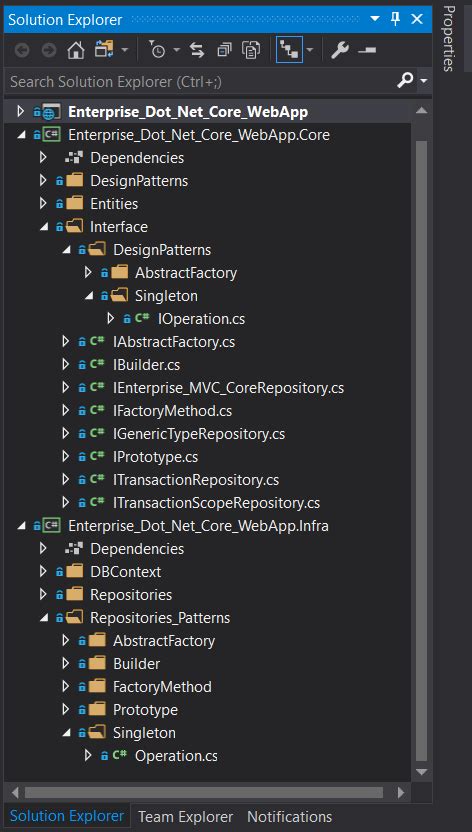Dotnetcorecoreinfrasolutionexplorer