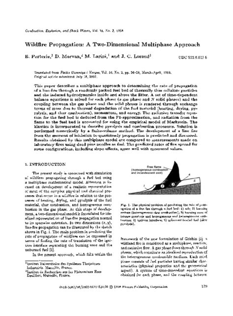 Pdf Wildfire Propagation A Two Dimensional Multiphase Approach