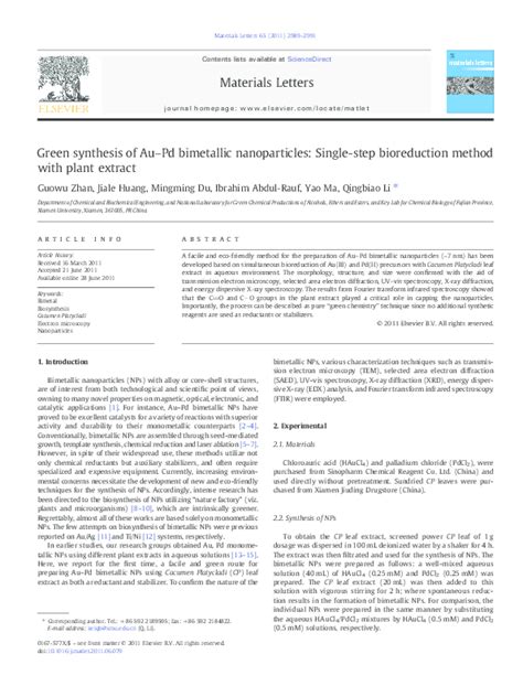 Pdf Green Synthesis Of Aupd Bimetallic Nanoparticles Single Step