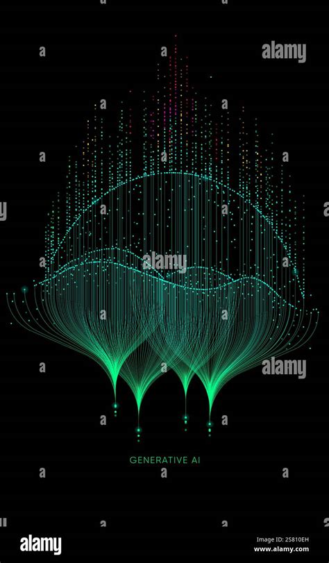 Illustration Of Abstract Stream Information Generate Image Video From Prompt Concept Big Data