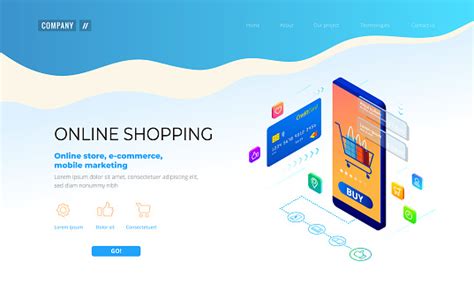 온라인 쇼핑 판매 소비주의 및 온라인 상점 아이소메트릭 스마트 스마트 폰 온라인 쇼핑 템플릿 모바일 마케팅 및 전자 상거래 벡터 일러스트레이션 개념에 대한 스톡 벡터 아트