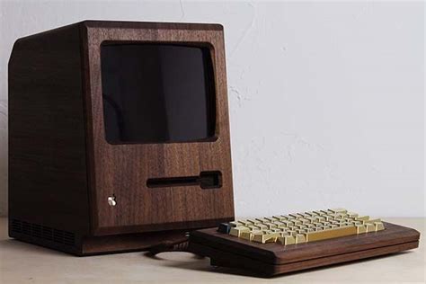 The Macintosh 128k Replica Boasts A Wooden Housing And Gold Keyboard Gadgetsin