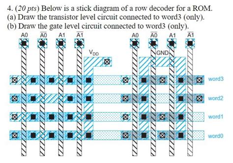 4 20 Pts Below Is A Stick Diagram Of A Row Decoder