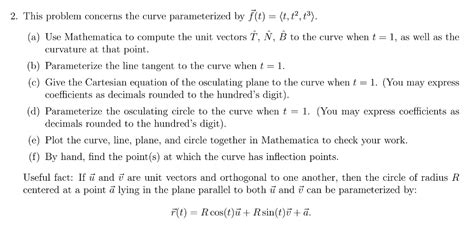 Solved 2 This Problem Concerns The Curve Parameterized By
