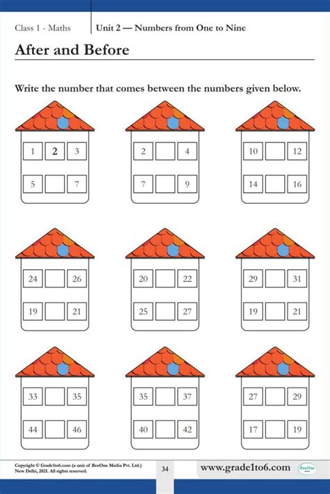Before And After Numbers Class 1 Maths Worksheet In 2024 Worksheets For