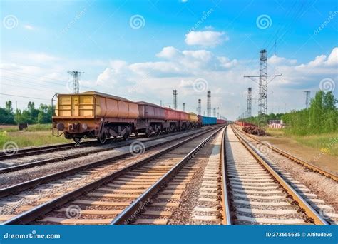 Industrial Railway Transporting Raw Materials And Finished Goods