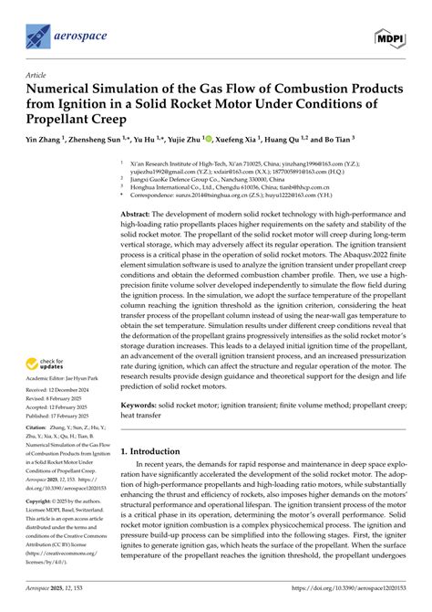 Pdf Numerical Simulation Of The Gas Flow Of Combustion Products From