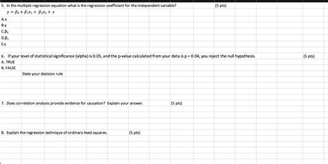 Solved 5 Pts 5 In The Multiple Regression Equation What Chegg Com
