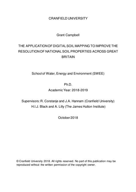 PDF THE APPLICATION OF DIGITAL SOIL MAPPING TO IMPROVE THE RESOLUTION OF NATIONAL SOIL