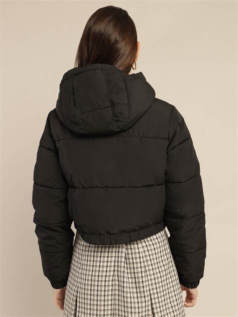 Cropped Down Puffer Jacket In Black Glue Store